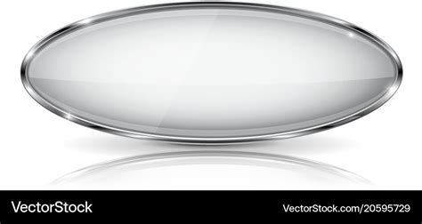 White Glass 3d Button With Metal Frame Oval Shape Vector Image