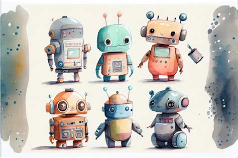 Premium Photo Generative Ai Illustration Of A Cute Robot Collection