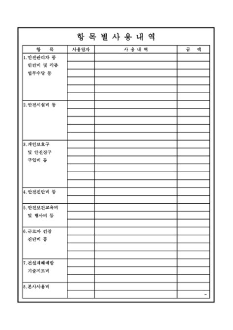 표준 안전관리비 사용내역서