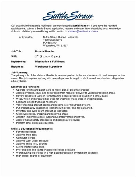 Temp Material Handler Job Description At Courtney Stansberry Blog