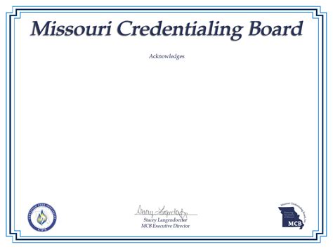 Certificate Missouri Credentialing Board