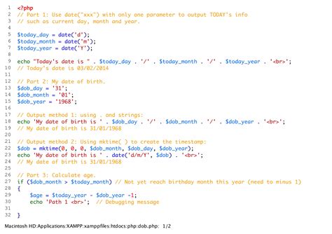 Php Built In Functions Date And Mktime To Calculate Age From Date Of Birth Ppt