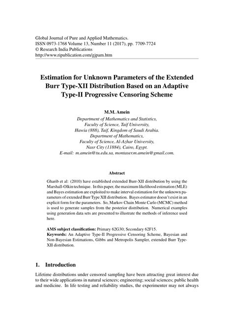 Pdf Estimation For Unknown Parameters Of The Extended Burr Type Xii