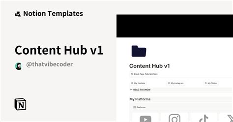 Content Hub V1 Template By That Vibe Coder Notion Marketplace