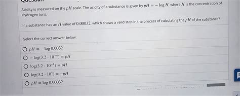 Solved Acidity Is Measured On The Ph Scale The Acidity Of Chegg Com