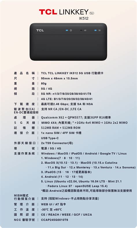 隨插即用，5g隨手可得 Tcl Linkkey Ik512 5g Usb 行動網卡 Tcl Mobile Taiwan Tcl通訊