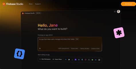 Firebase Studio在线快速高效地设计构建和交付注入 AI 的全栈应用包括 API后端前端移动应用等 APP喵应用喵