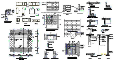 Brick Masonry And Reinforcement Detailing In Structure Drawings 2d View Dwg File