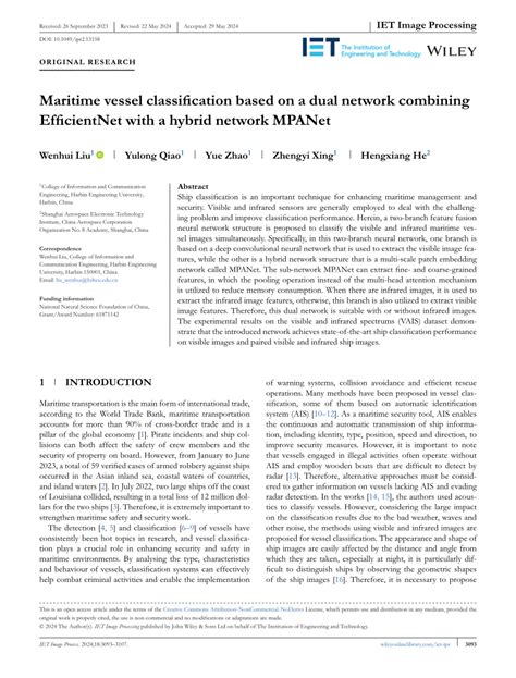 pdf maritime vessel classification based on a dual network combining