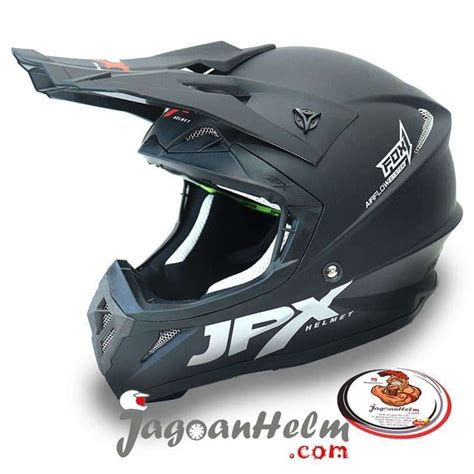 Promo Jpx Helm Cross Fox Solid Black Doff Silver Fox Motocross Trail Diskon Di Seller