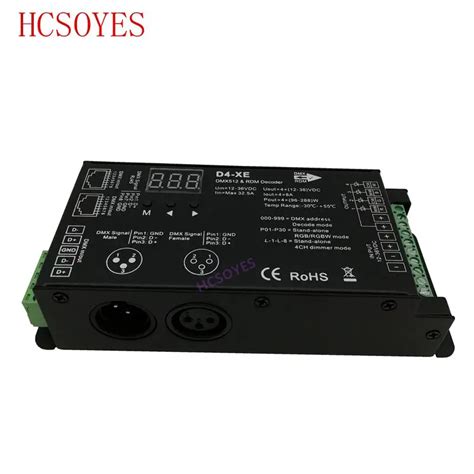 D XE Channel PWM Constant Voltage DMX Decoder With Digital Display XLR And RJ Port DC