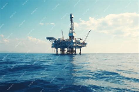 Offshore Oil Rig Platform In Open Sea Oil And Gas Wellhead Remote