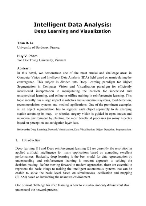 Pdf Intelligent Data Analysis Deep Learning And Visualization