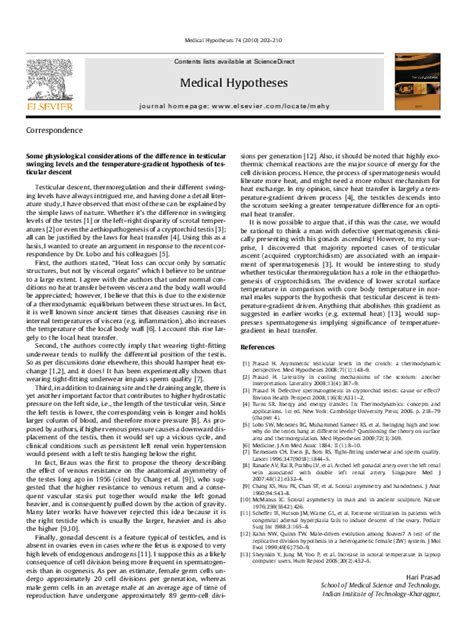 Pdf Some Physiological Considerations Of The Difference In Testicular