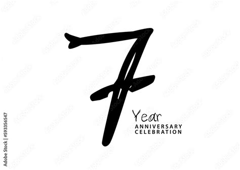 7 Year Anniversary Celebration Black Color Logotype Vector 7 Number
