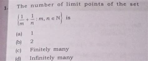solved the number of limit points of the set {m1 n1 m n∈n}