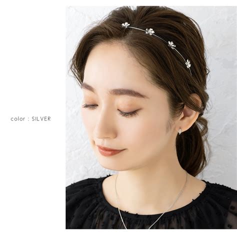 【楽天市場】【ゆうパケットok】バックカチューシャ ヘアドレス ヘアアクセサリー メタル 花 フラワー キュービックジルコニア ビジュー 大人