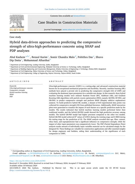 Pdf Hybrid Data Driven Approaches To Predicting The Compressive