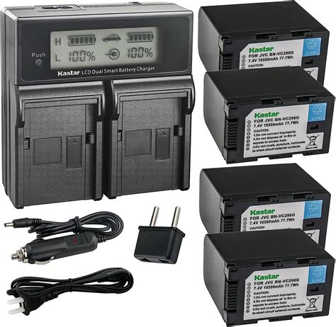 Kastar 4 Pack Battery And Ac Lcd Dual Fast Charger