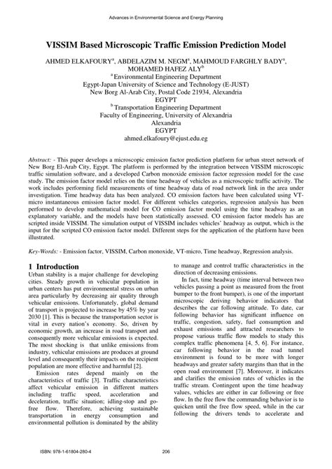 Pdf Vissim Based Microscopic Traffic Emission Prediction Model