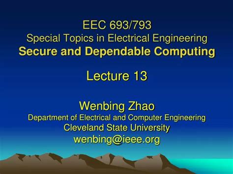 Ppt Eec 693 793 Special Topics In Electrical Engineering Secure And Dependable Computing