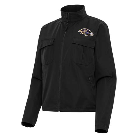 Womens Antigua Black Baltimore Ravens Even Par Full Zip Jacket