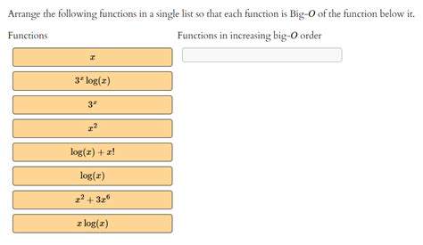 Solved Arrange The Following Functions In A Single List So