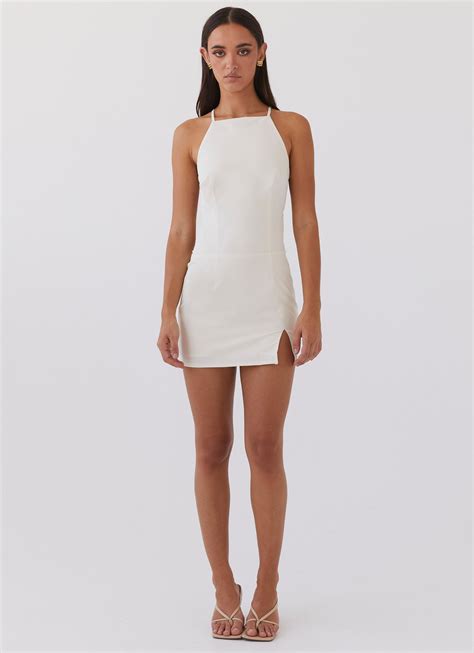 Monique Mini Dress Ivory Peppermayo
