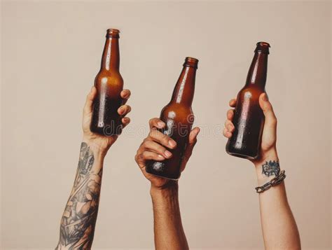 Retro Inspired Grainy Photo Depicting People Raising Their Dark Beer