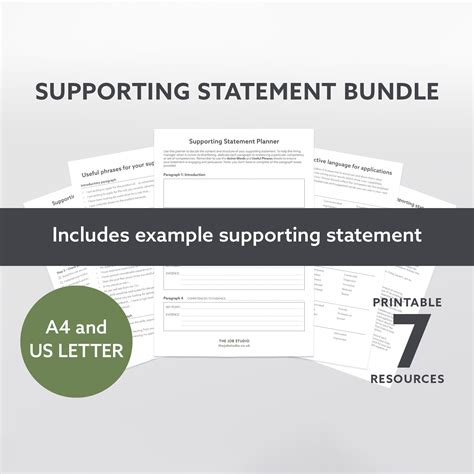 Printable Supporting Personal Statement Bundle 900 Word Supporting