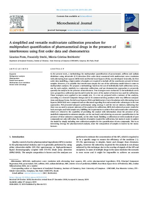 Pdf A Simplified And Versatile Multivariate Calibration Procedure For Multiproduct