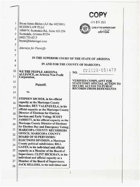 Wtpaz Final Complaint Pdf Arizona Writ