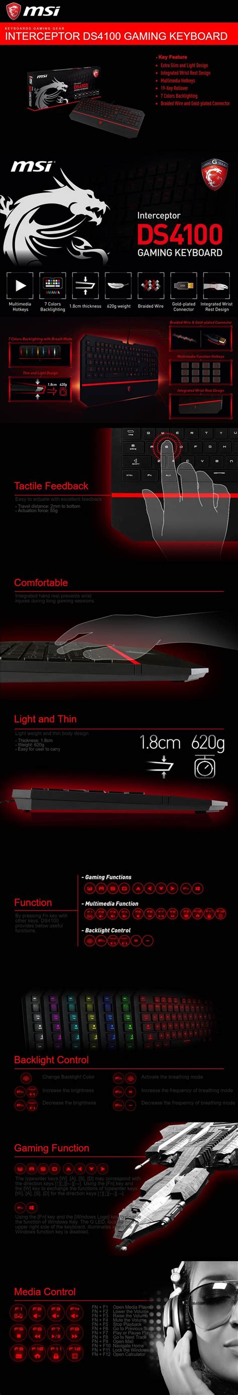 Msi Interceptor Ds4100 Gaming Keyboard