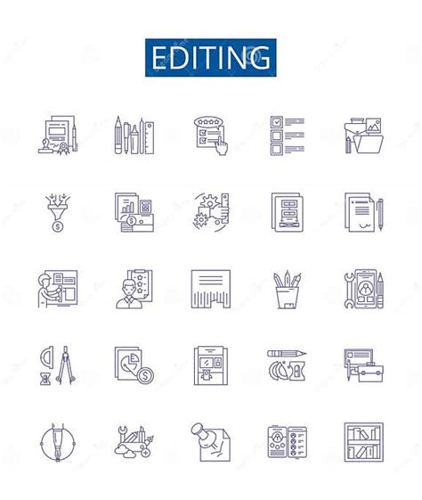 Editing Line Icons Signs Set Design Collection Of Edit Revise Modify Adjust Tweak Refine