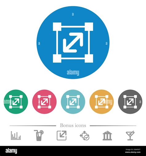 Resize Element Flat White Icons On Round Color Backgrounds 6 Bonus Icons Included Stock Vector