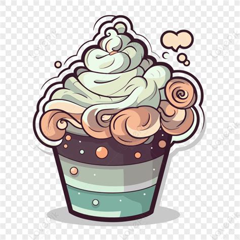 프로스트 크림과 프로스팅 클립 아트가 있는 귀여운 만화 컵케이크 벡터상표 Png 일러스트 무료 다운로드 Lovepik