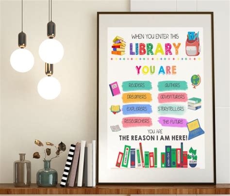School Library Classroom Poster Librarian Decor Technology Etsy