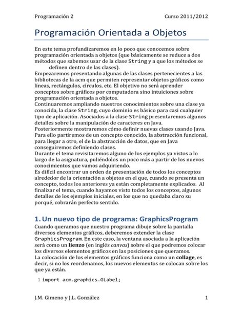 Programación Orientada a Objetos
