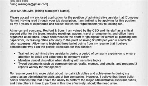 Cover Letter Examples For Executive Assistant Positions Administrative