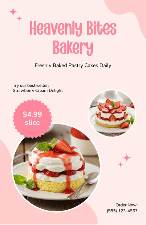 Free Pastry Cake Poster Template To Edit Online