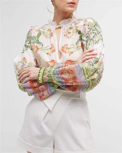 Floral Print Silk Blouse Neiman Marcus