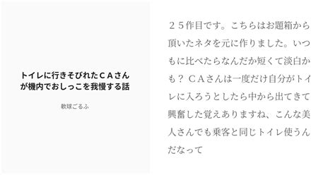 R 18 おしっこ おもらし トイレに行きそびれたcaさんが機内でおしっこを我慢する話 軟球ごるふの小説 Pixiv