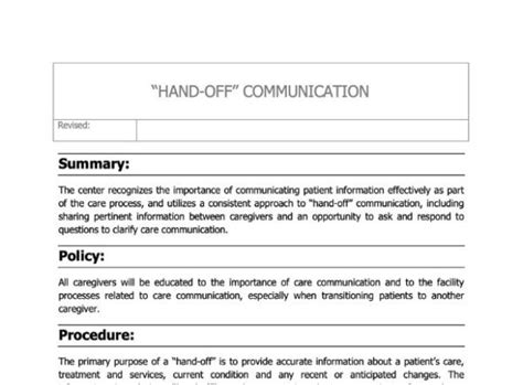 Hand Off Communication Policy Asc Solutions Library