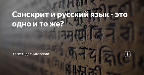 Санскрит и русский язык - это одно и то же? | Александр Снитовский | Дзен