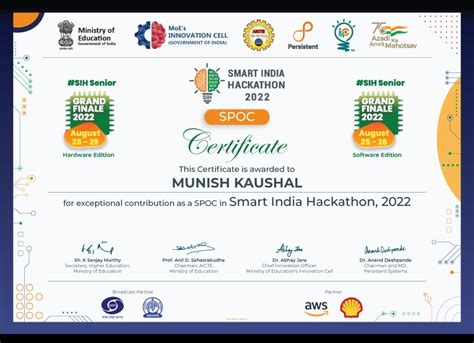Smartindiahackathon Sih2022 Iic Governmentofindia Munish Kaushal