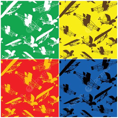 Collection Of Vintage Planes Patterns Sky Plane Transportation Vector Sky Plane