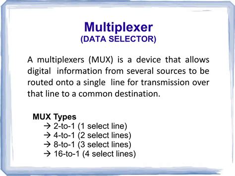 Multiplexers And Demultiplexers Ppt