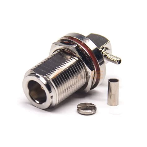 N Female Crimp On Connector For Cable Bulkhead Right Angle Metabeeai