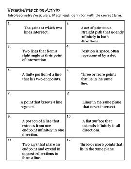 Geometry VesaTiles Card Sort Matching Introductory Vocabulary TPT