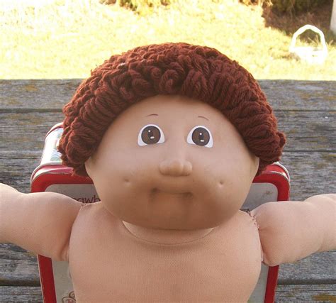 Vintage Cabbage Patch Doll Boy Dark Brown Curly Hair Brown